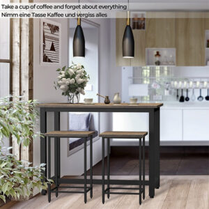 Bartafel / Statafel met 2 Barkrukken - Industrieel Design - Metalen Frame - MDF - 120 x 60 x 90 ...