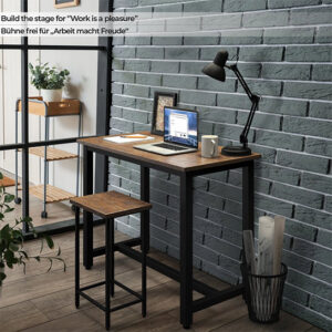 Bartafel / Statafel met 2 Barkrukken - Industrieel Design - Metalen Frame - MDF - 120 x 60 x 90 ...