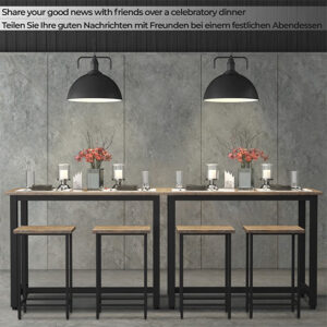 Bartafel / Statafel met 2 Barkrukken - Industrieel Design - Metalen Frame - MDF - 120 x 60 x 90 ...