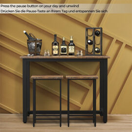 Bartafel / Statafel met 2 Barkrukken - Industrieel Design - Metalen Frame - MDF - 120 x 60 x 90 ...